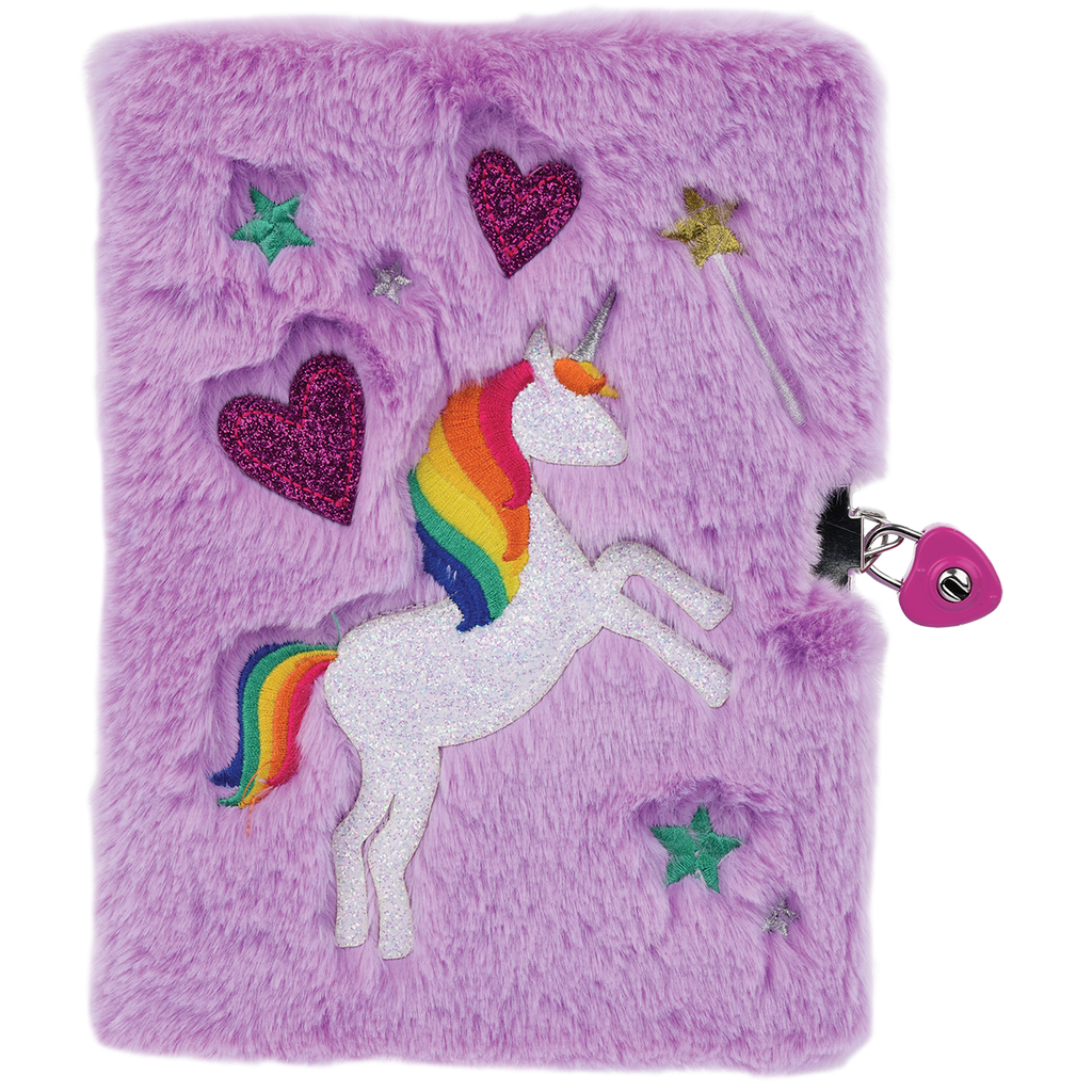 Magical Unicorn Lock and Key Furry Journal – Treasurebox Toys